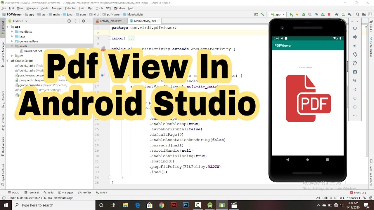 Pdf View In Android Studio Android Development Tutorial For Beginners
