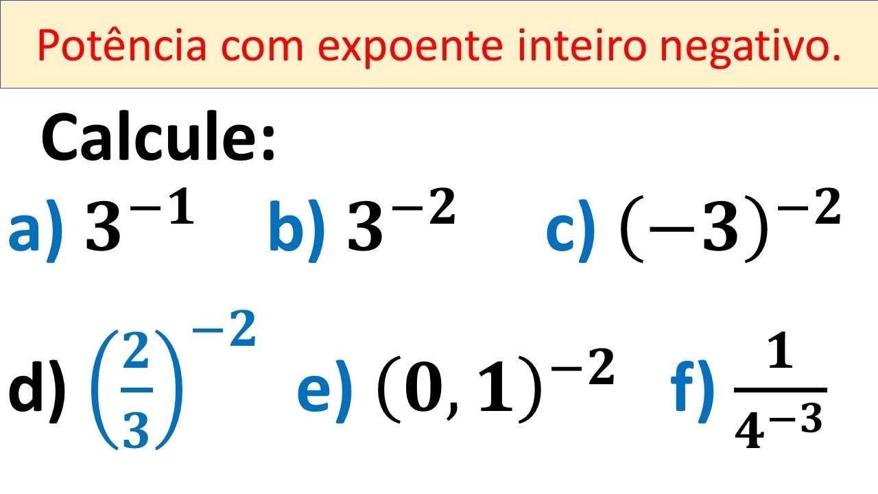 Potência Com Expoente Negativo Exercícios Resolvidos 9o Ano Braincp