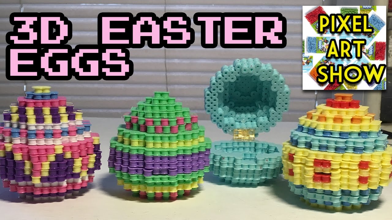 3d Perler Bead Easter Eggs Pixel Art Show Youtube