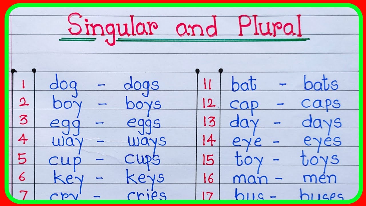 Plural And Singular Word List