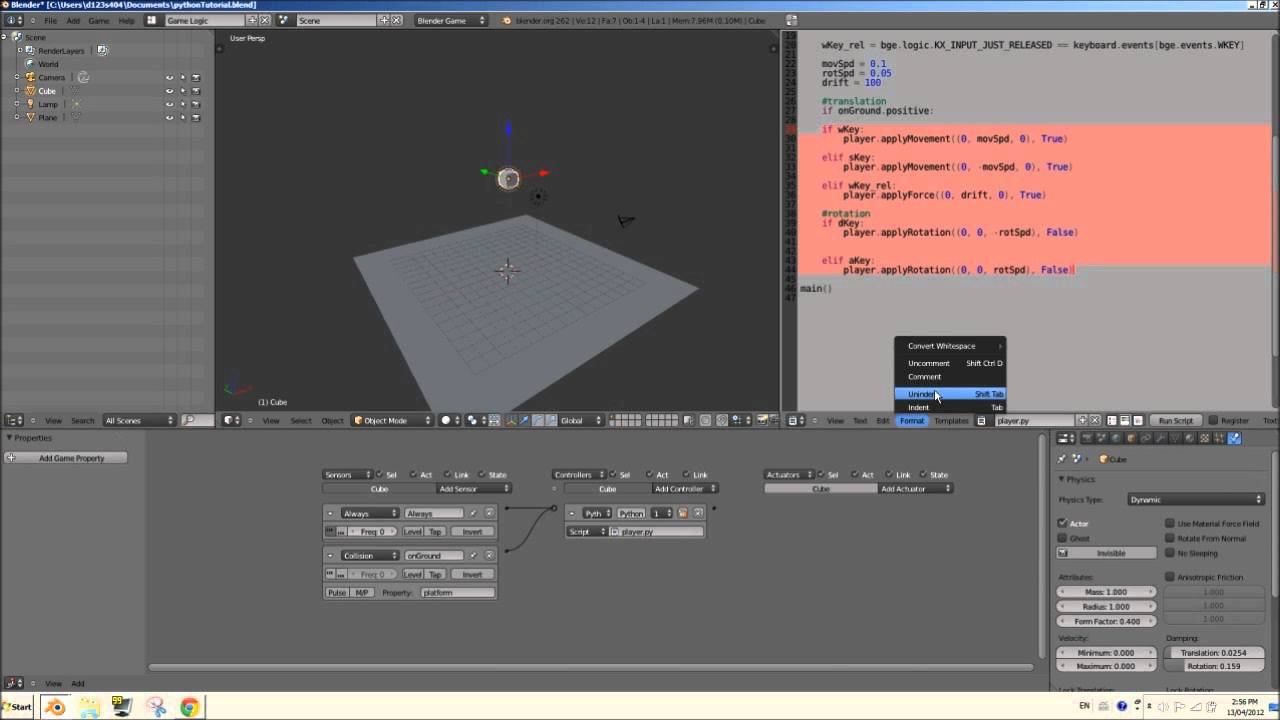 Hd Blender 2 6 Game Engine Python Scripting Tutorial Sensors