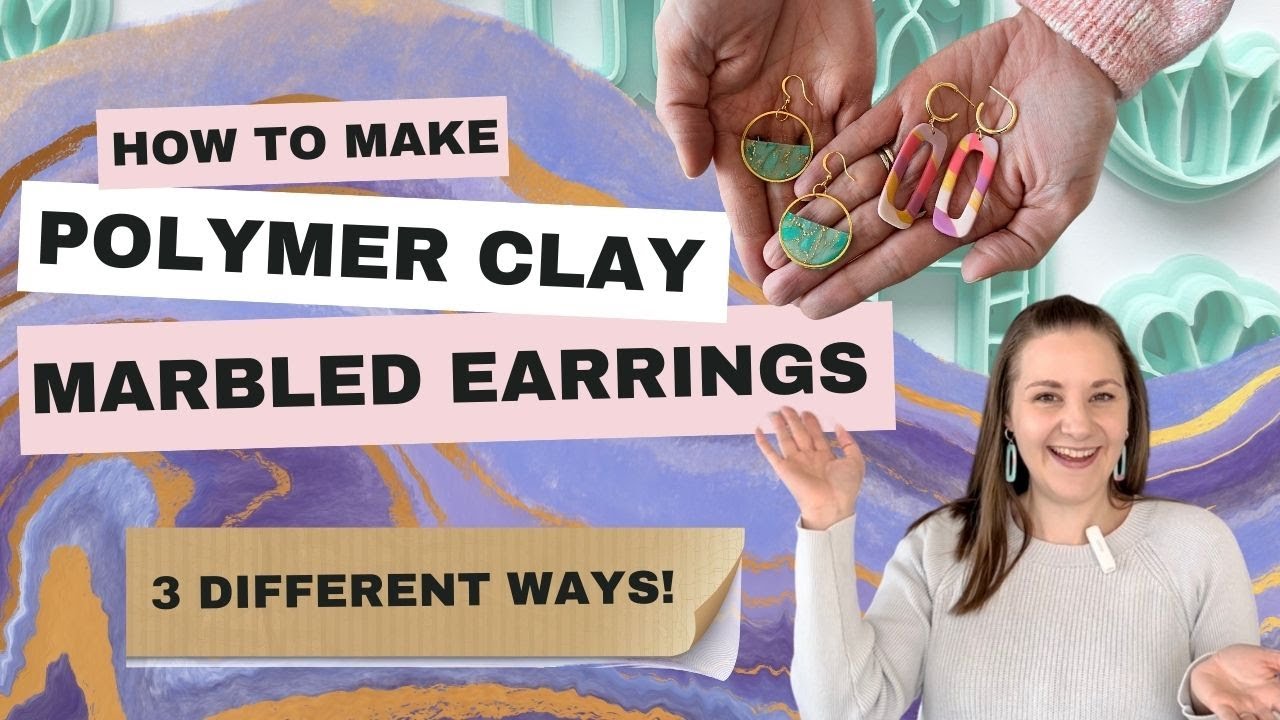 Polymer Clay Marbled Earrings Tutorial 3 Different Techniques Youtube