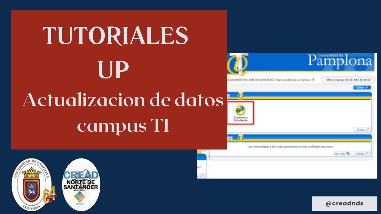 Tutorial Actualización Datos Campus Ti Unipamplona Youtube