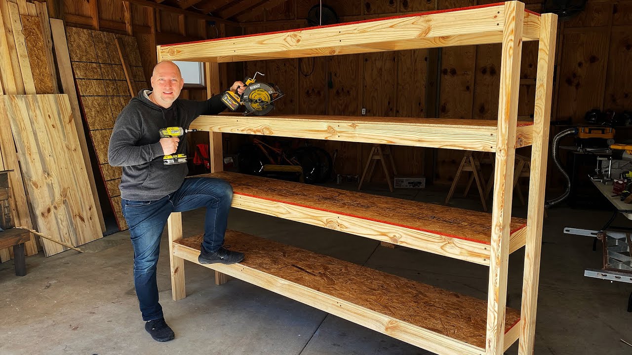 How To Build Garage Storage Shelves Diy Heavy Duty Wooden Shelves