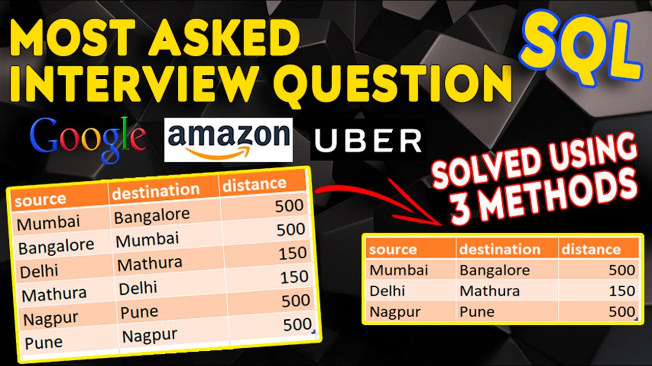 Most Asked Sql Interview Question Solved Using 3 Methods Youtube
