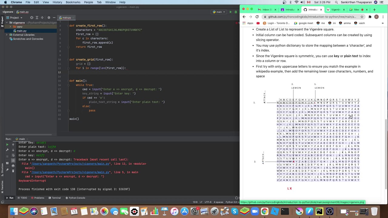 Lesson 13 Python Solution To Vigenère Cipher Youtube