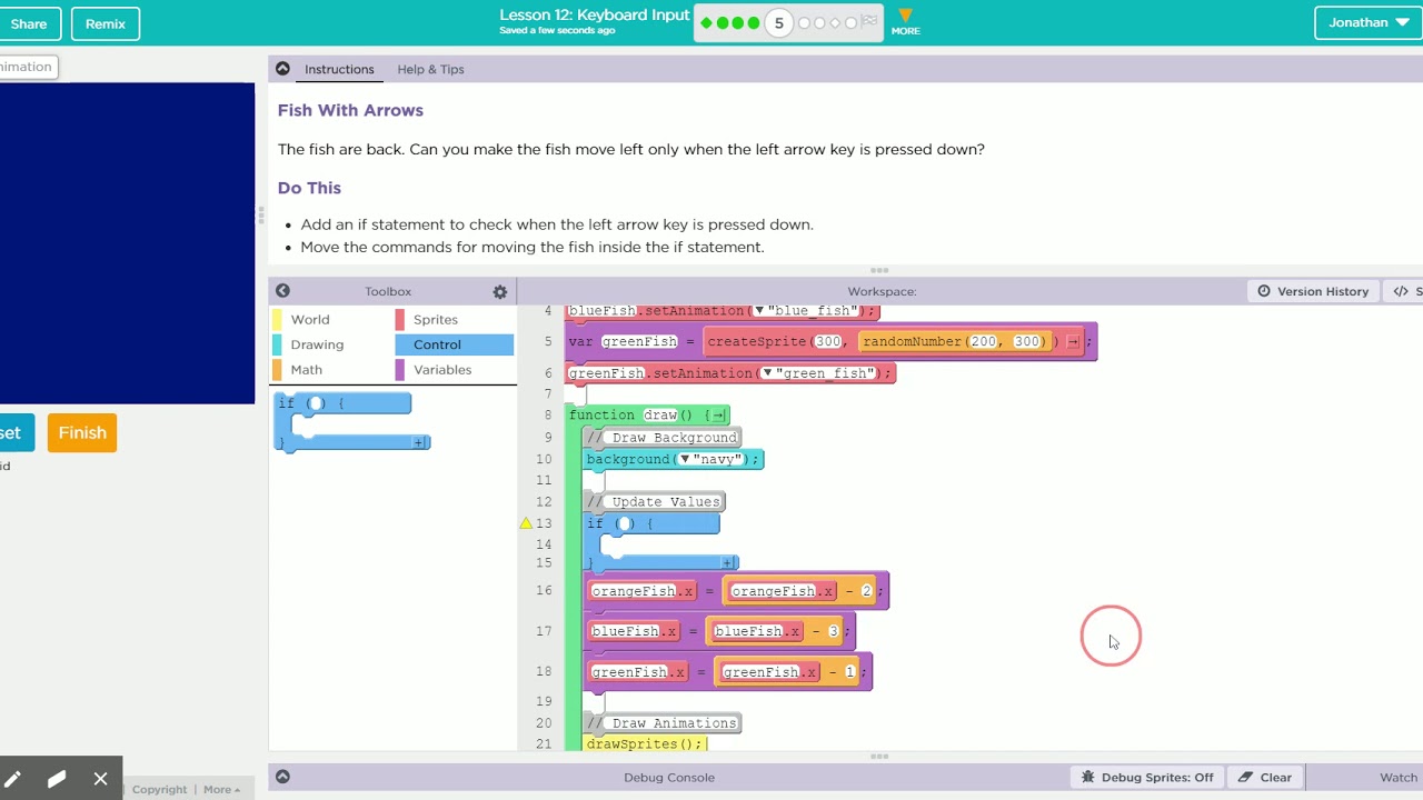 Code Org Csd Unit 3 Animations And Games 19 20 Keyboard Input 5