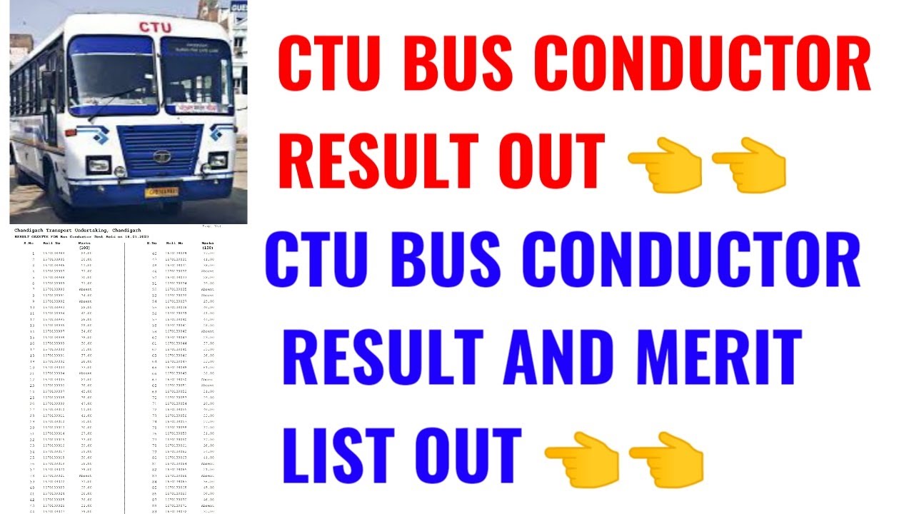 Ctu Bus Conductor Result And Merit List Out Ctu Bus Conductor Result