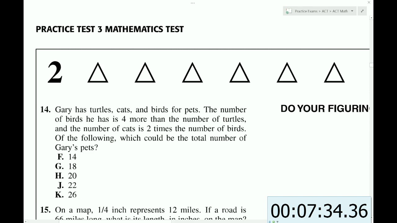 Mcgraw Hill S 10 Act Practice Tests Math Test 3 Full Youtube