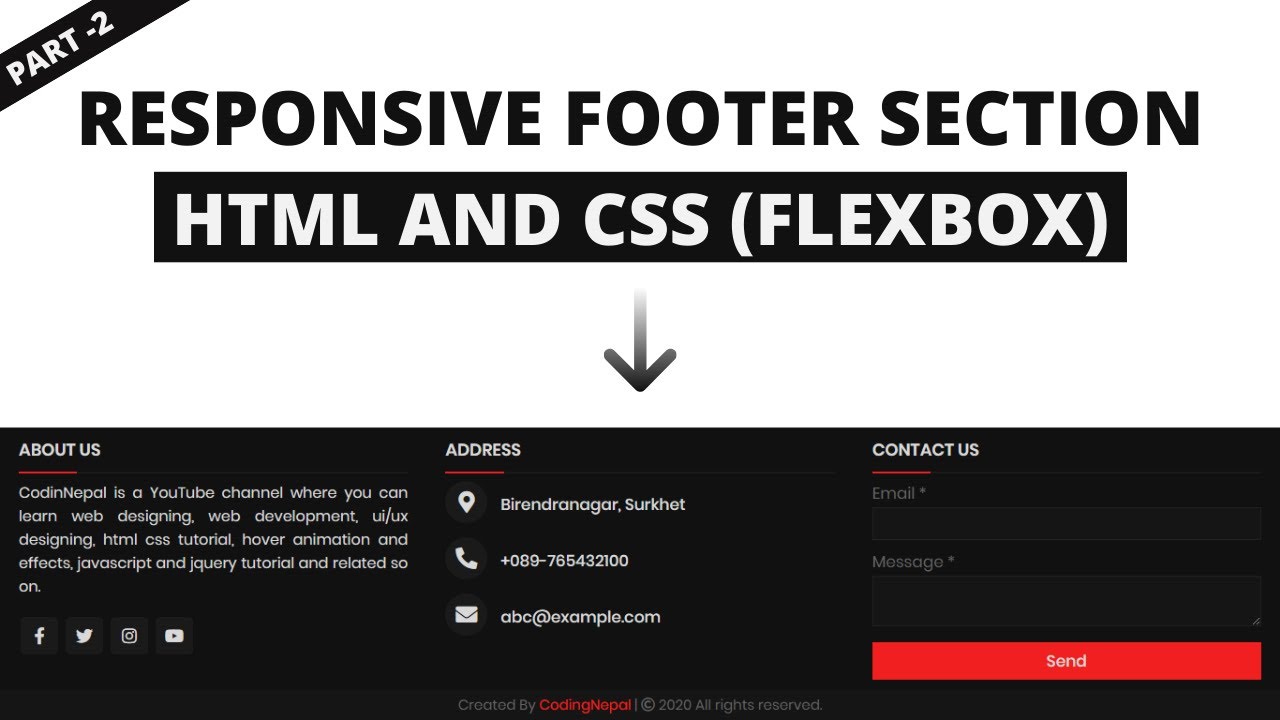 Responsive Footer Section Design With Html Css Codingnepal Youtube