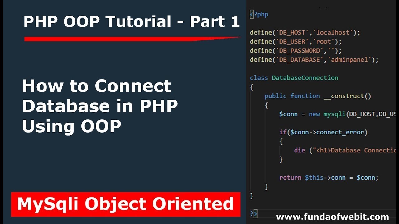 Connect To Pdo Database Using Oop Language Php Youtube