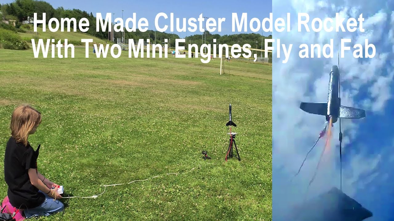Home Made Cluster Model Rocket With Two Mini Engines Fly And Fab Youtube