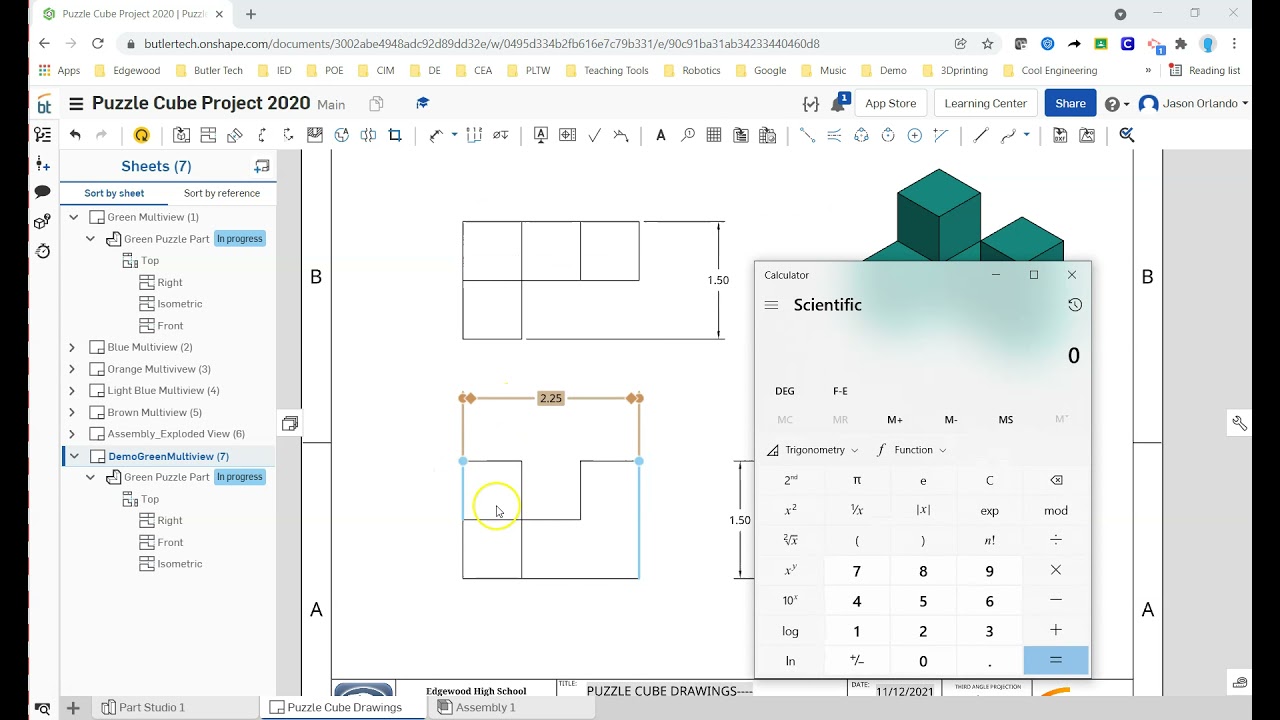 Multiview Drawing Onshape Puzzle Cube Youtube