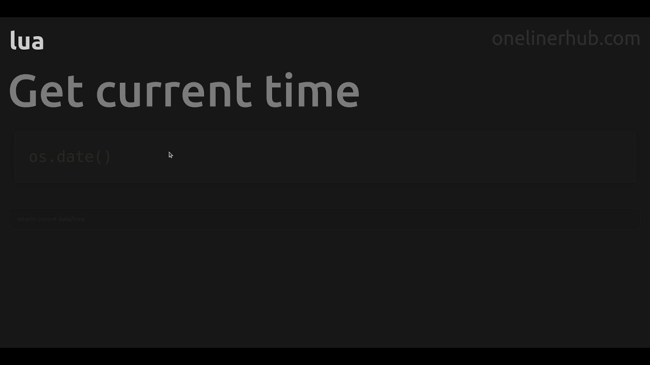 Get Current Time Lua Youtube