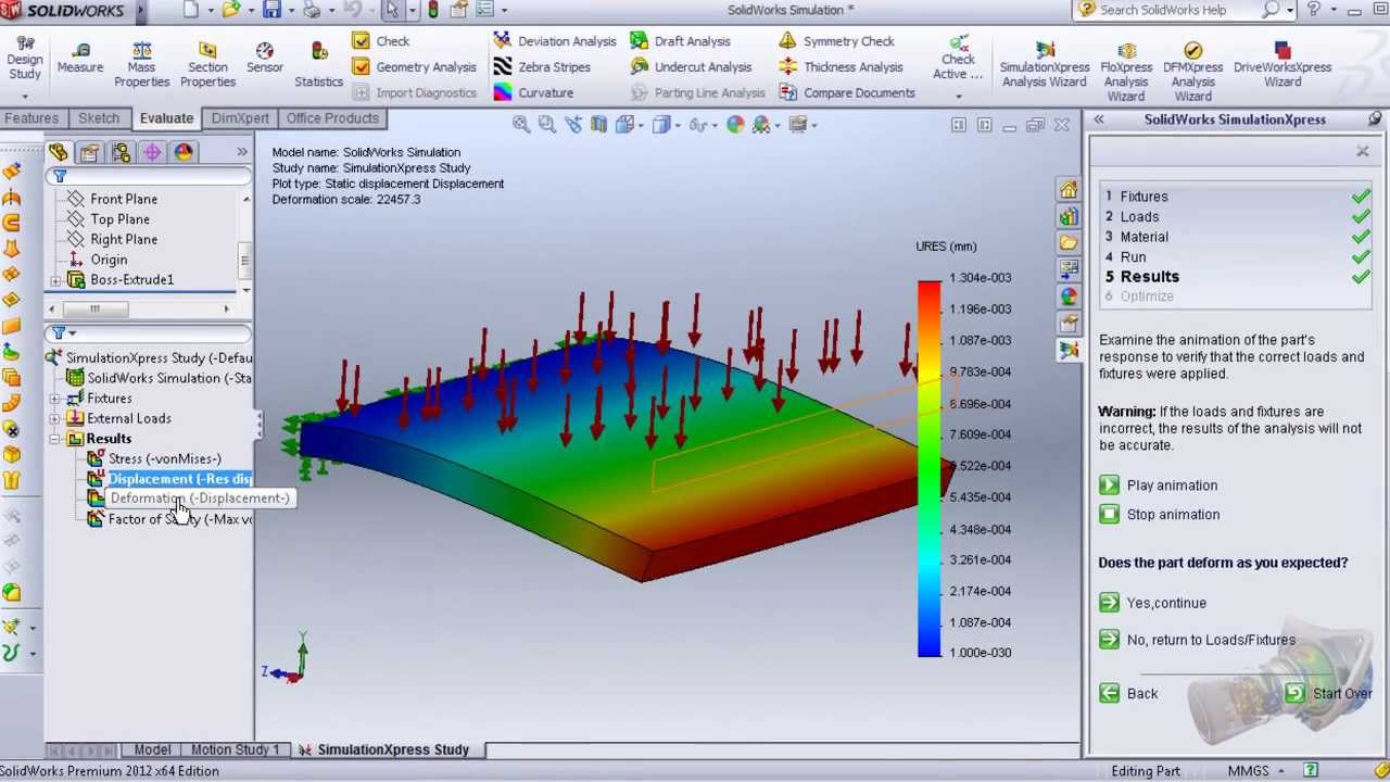7 Solidworks Simulation Tutorial Previous Example Tut 1 5 By