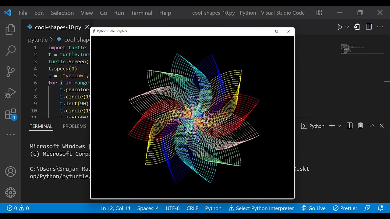 Python Turtle Graphics 17 Cool Shape Drawing Python Turtle Coding