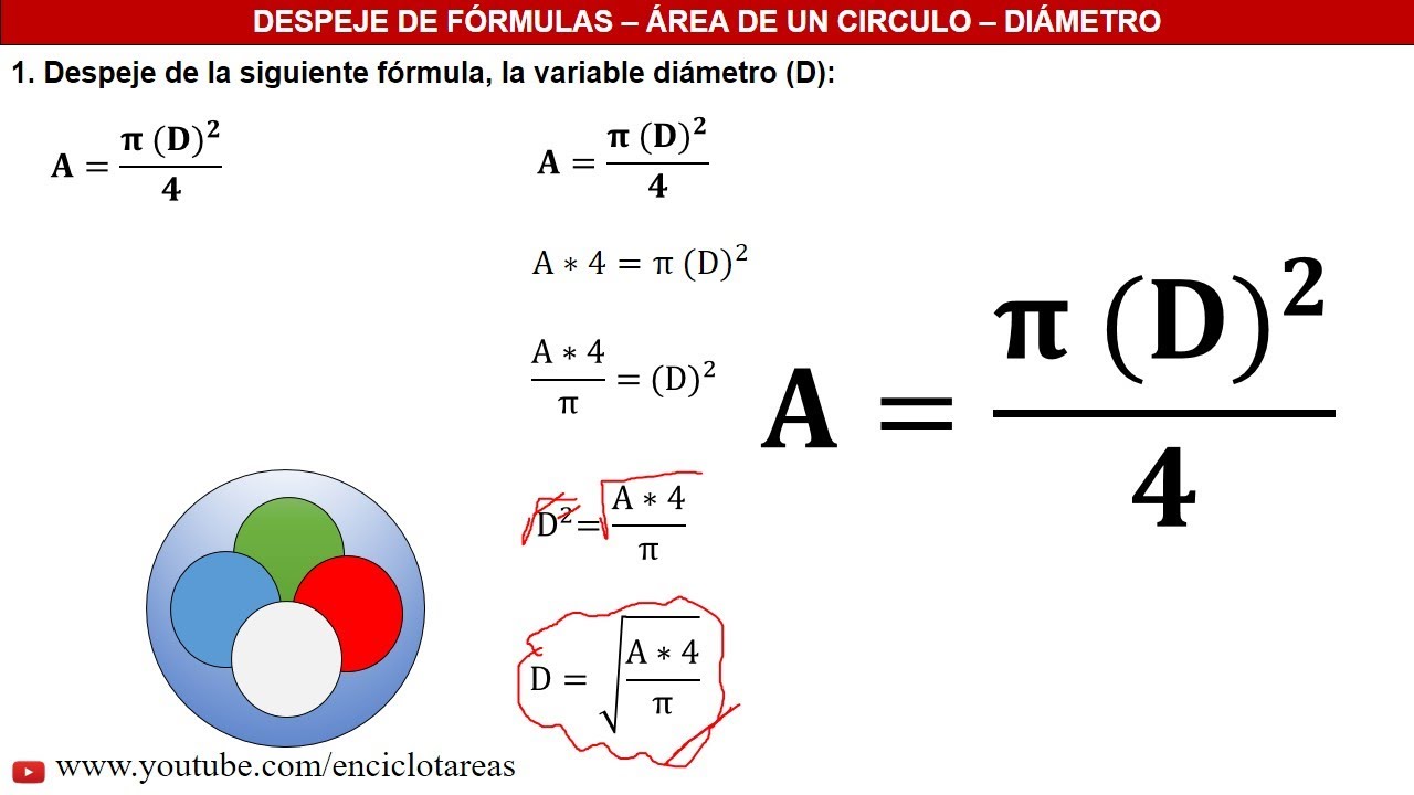Despeje De Fórmulas área De Un Circulo Youtube