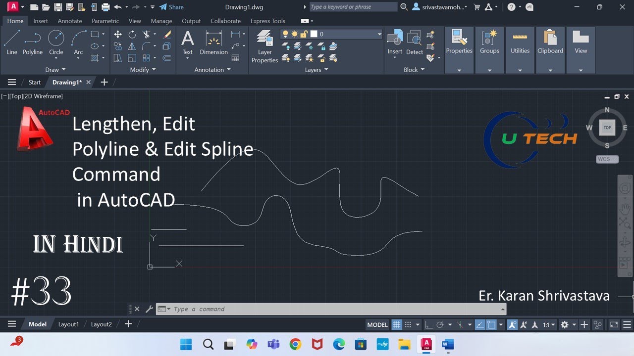 33 Lengthen Command Edit Polyline Edit Spline Tutorial In