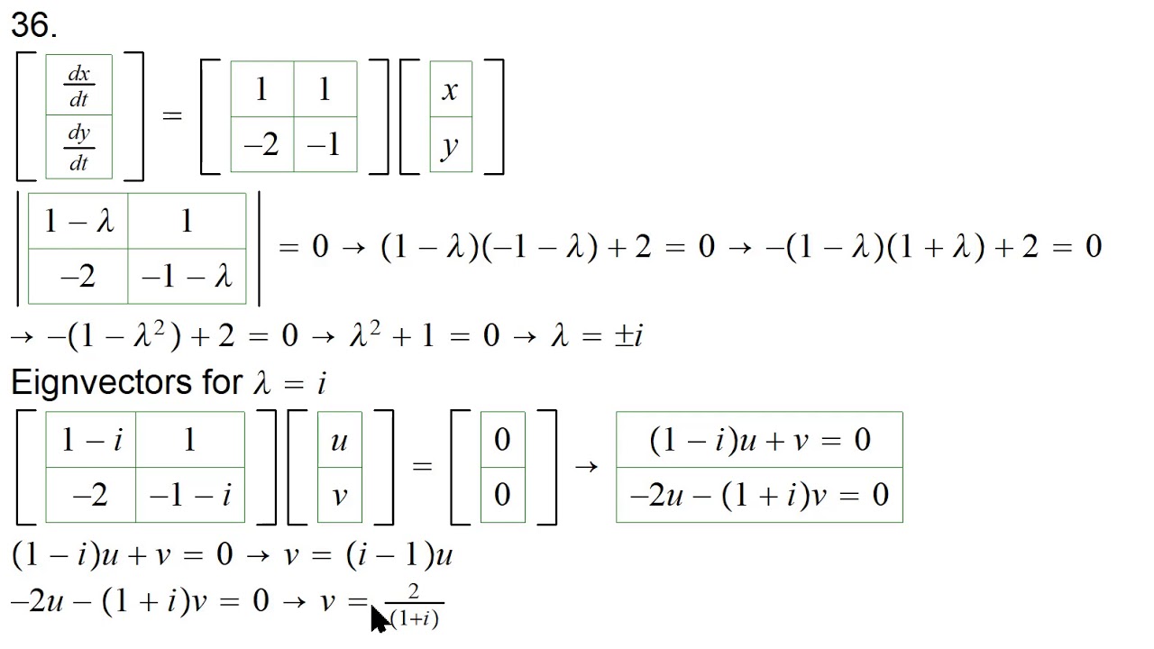 System Linear Equations Complex Eigenvalues Youtube
