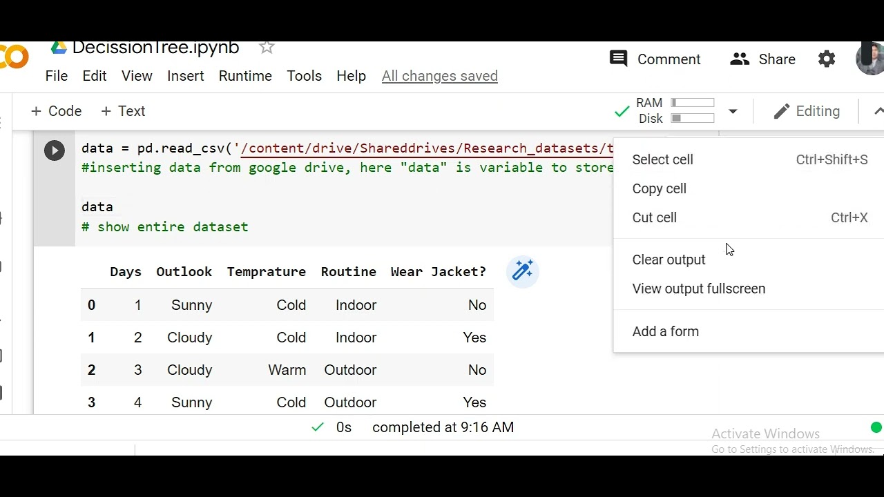 Decision Tree Machine Learning Using Python Colab Data Science