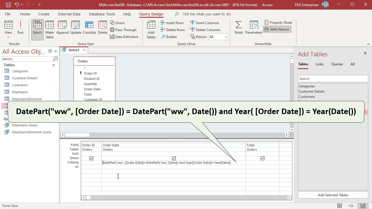 Query Criteria For Date Fields In Ms Access Office 365 Youtube