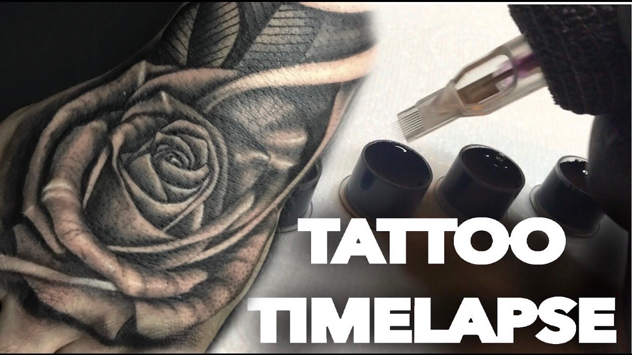 Tattoo Time Lapse Realistic Rose On Hand And Skull On Forearm