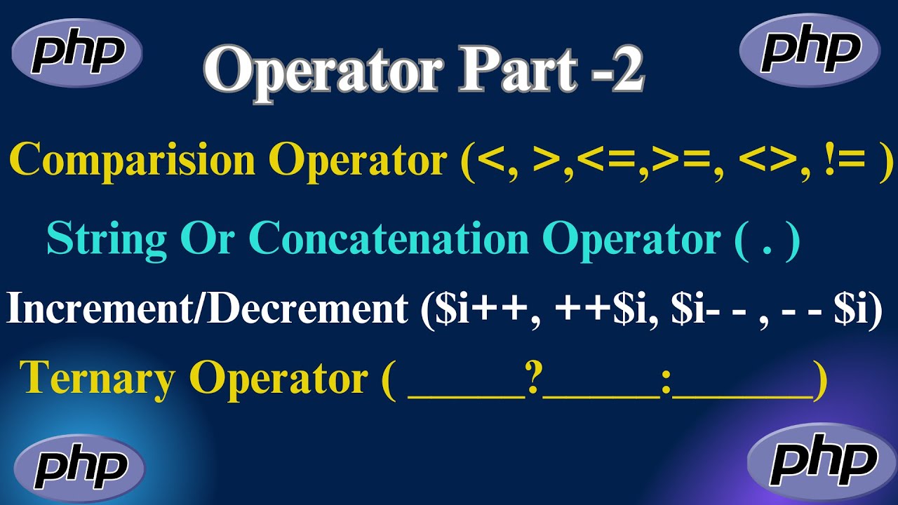 Operators In Php Part 2 Php Operators In Hindi Part 2 Php Tutorial