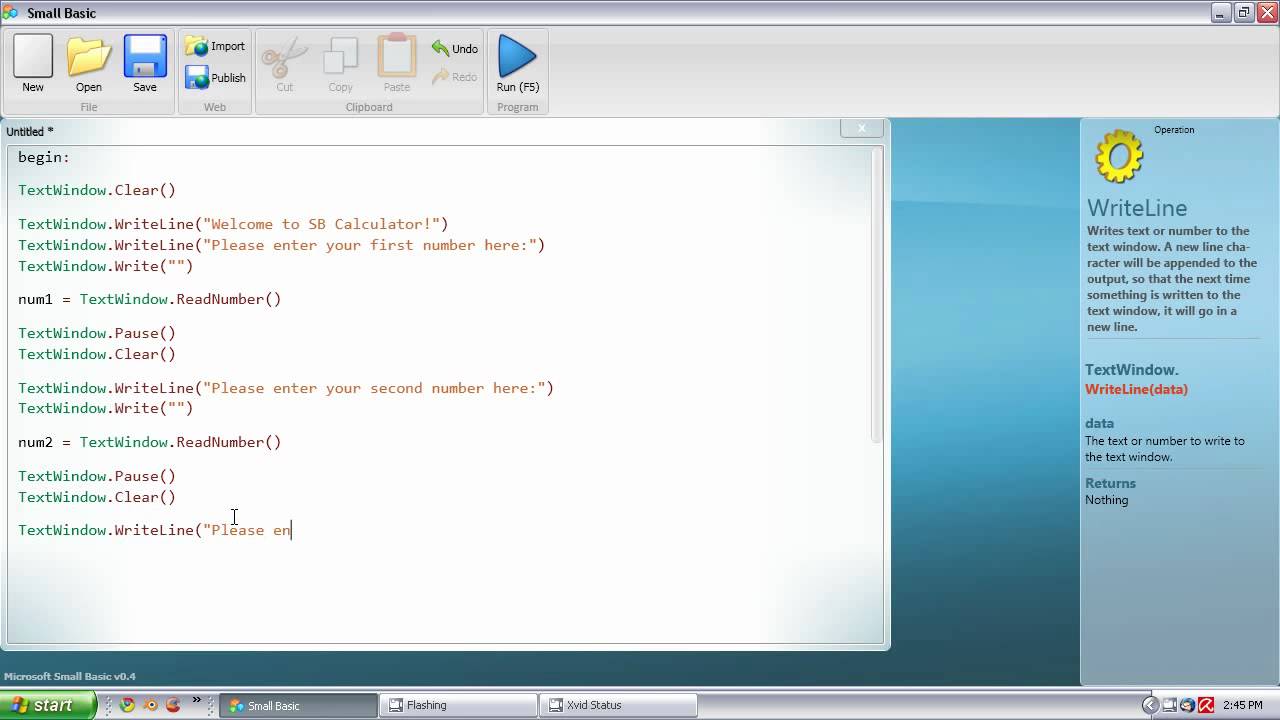 Small Basic Tutorial 4 Simple Calculator Youtube