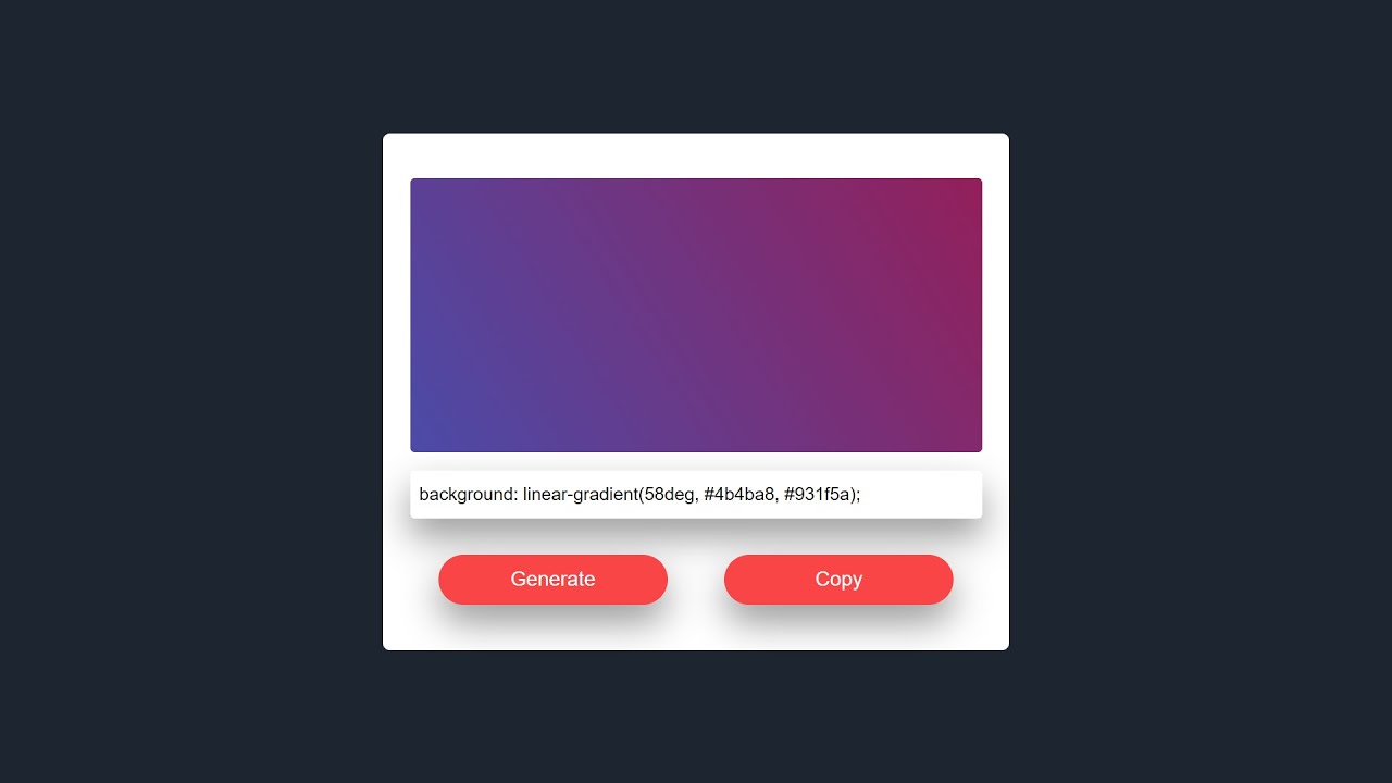 Gradient Color Generator Using Html Css Javascript Youtube