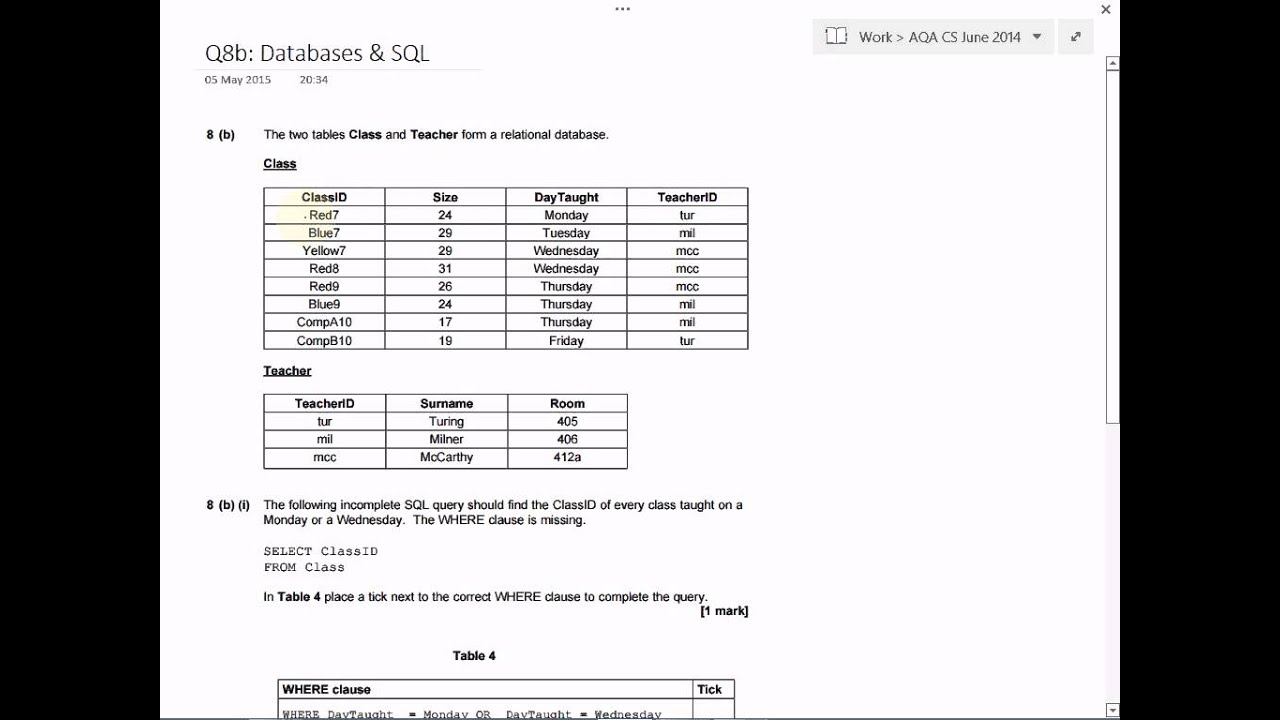 Q8a Databases Youtube