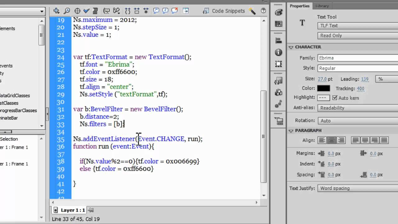 Flash Tutorial Numeric Stepper Component Youtube