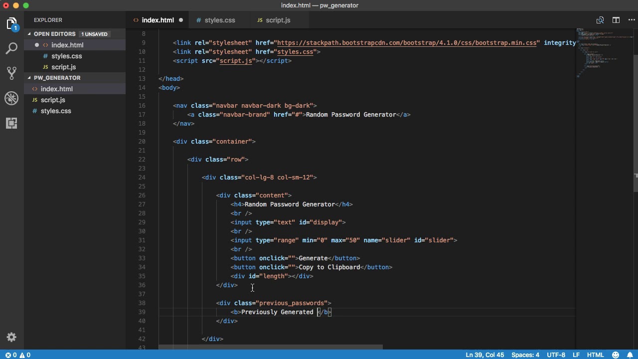 Random Password Generator Tutorial Html Css Javascript Youtube
