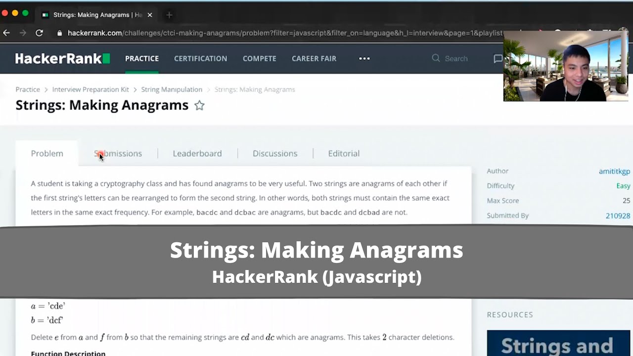 How To Solve Making Anagrams On Hackerrank Javascript Strings