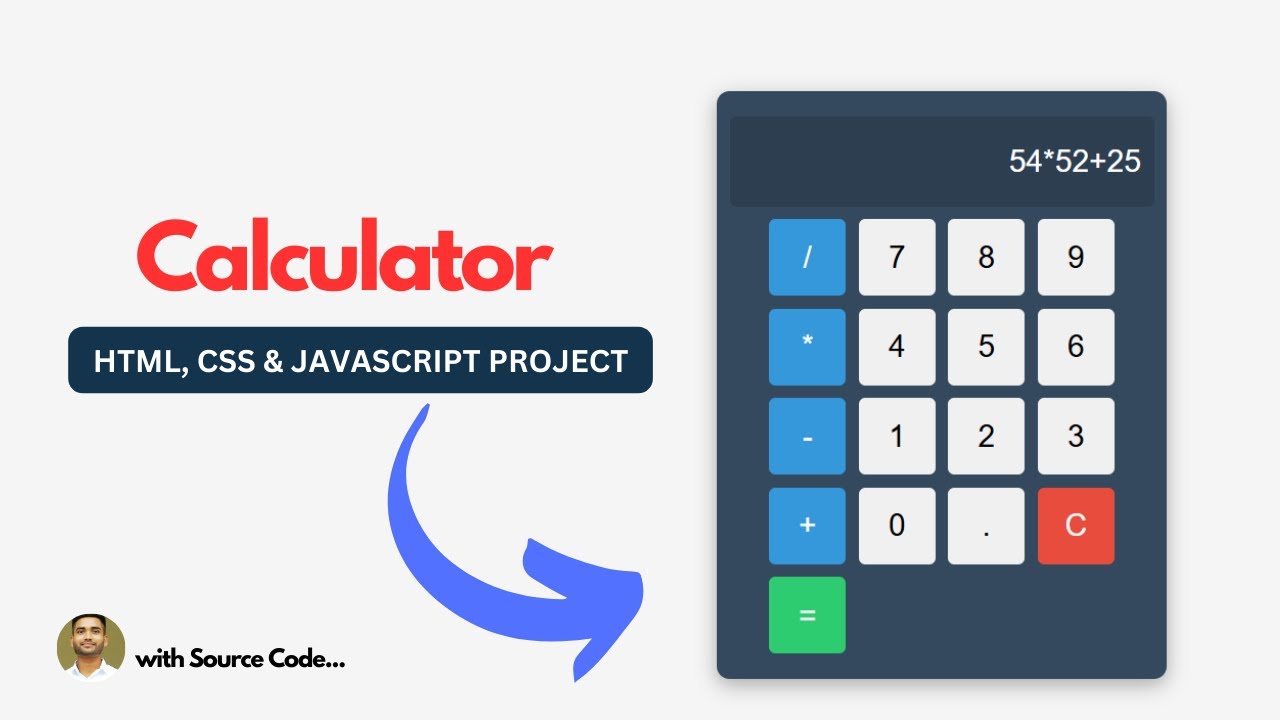 Calculator Using Html Css Javascript With Source Code Calculator In