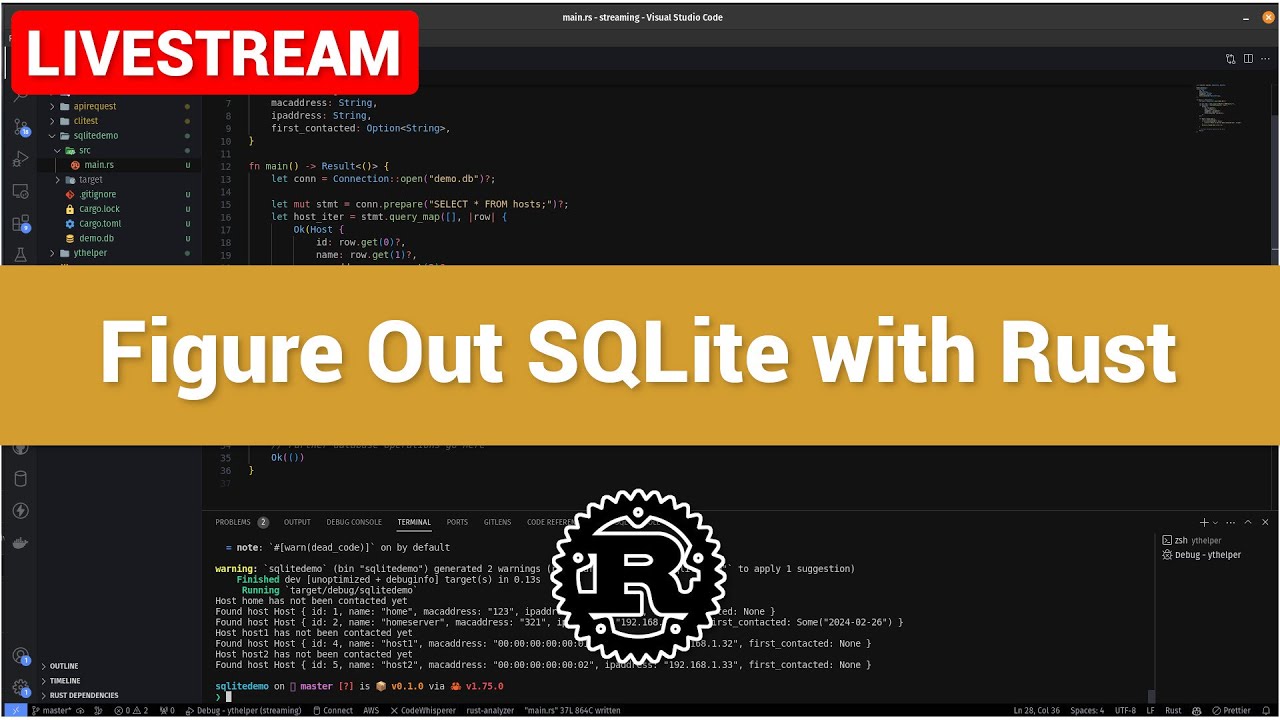 Work With Sqlite In Rust With A Gotcha Youtube