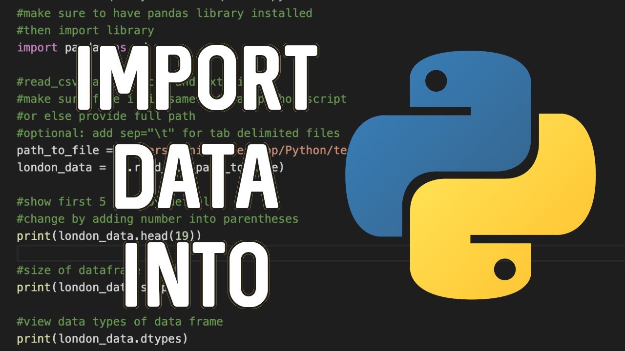 Import Data Into Python Youtube