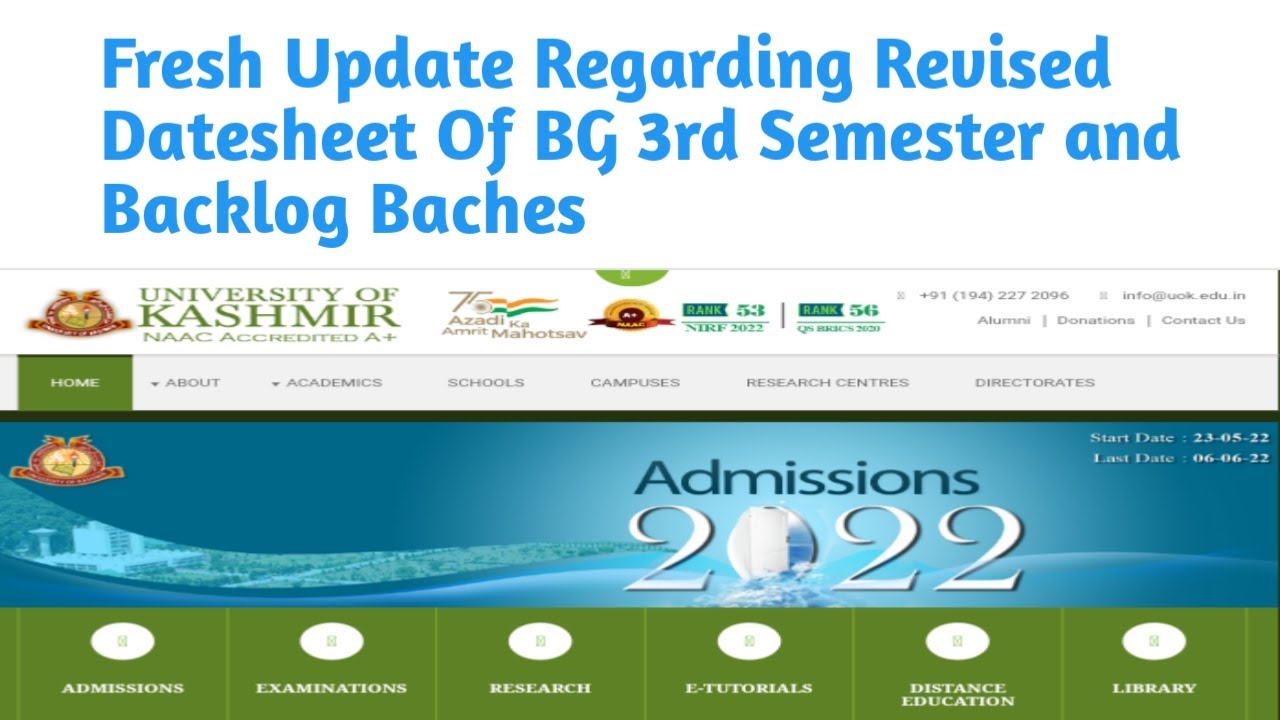 Fresh Update Regarding Revised Datesheet Of Bg 3rd Semester And Backlog