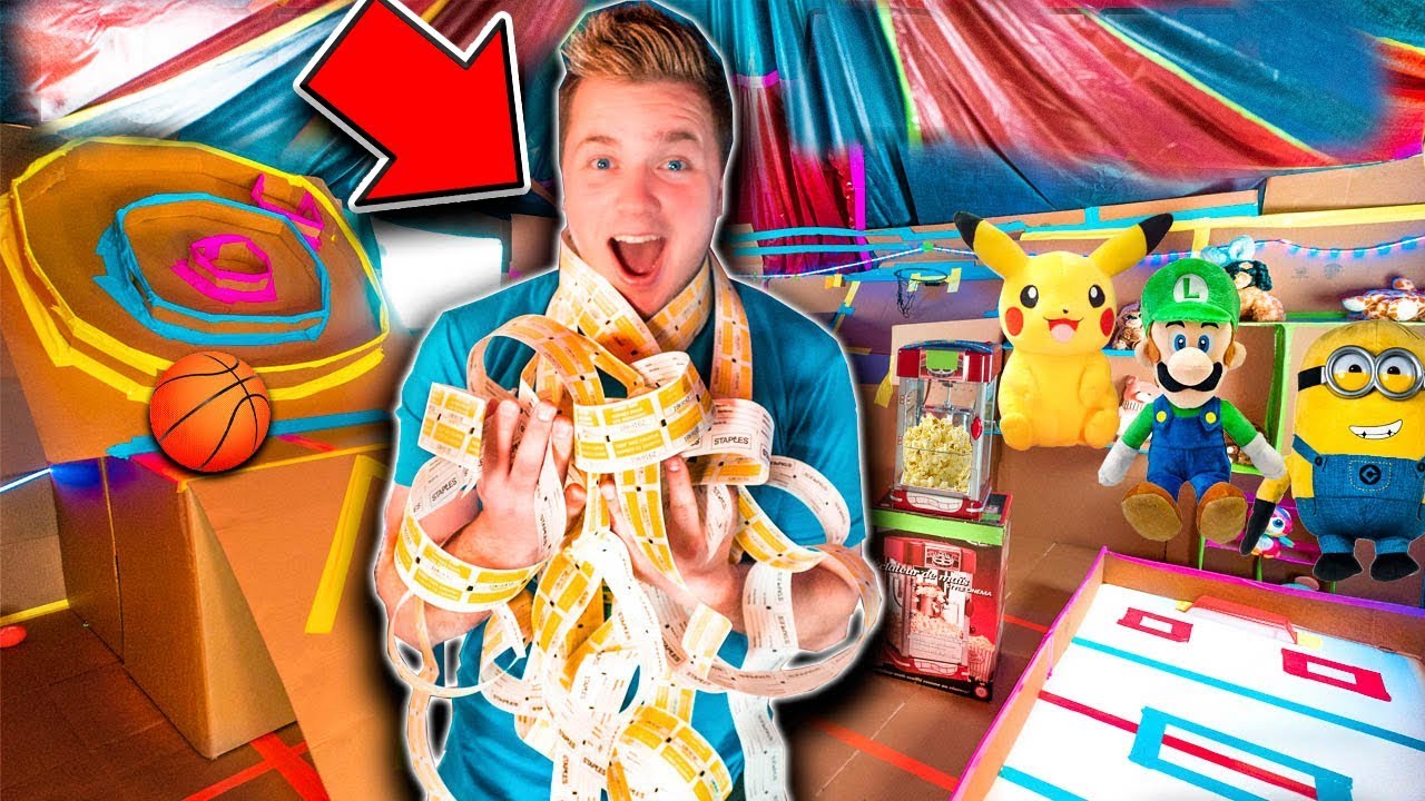 Box Fort Arcade 2 рџ рџ Won All The Tickets Basketball Skee Ball