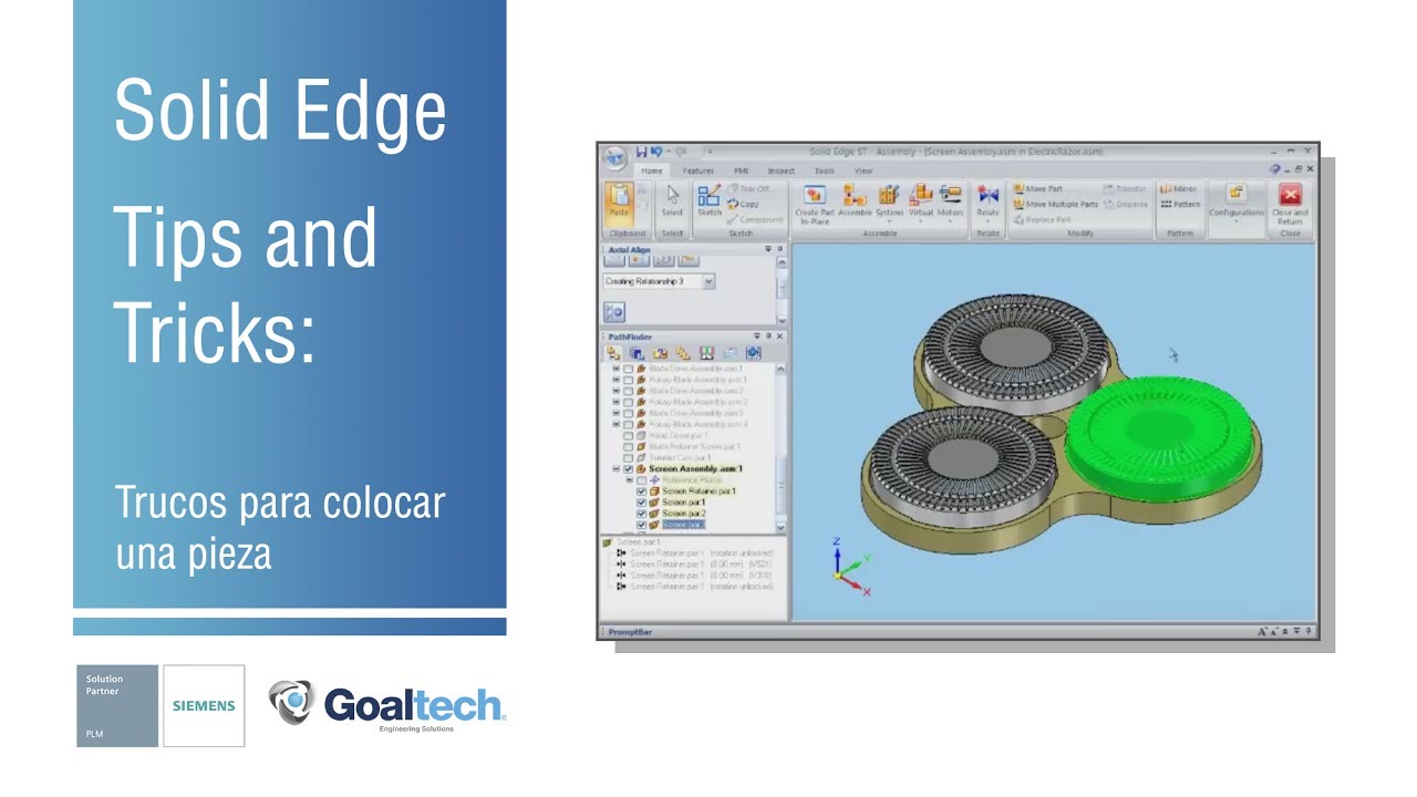 Solid Edge Tips Tricks Trucos Para Colocar Una Pieza Youtube