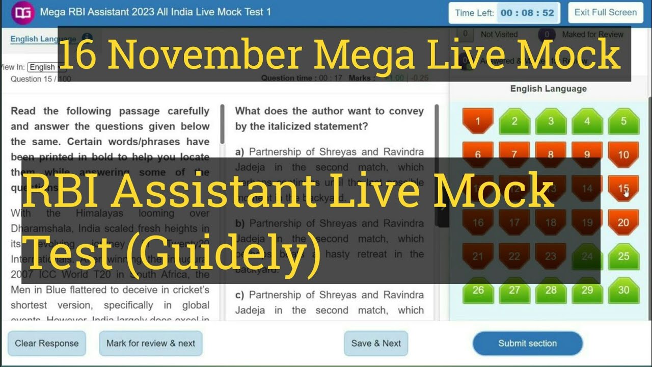 рџћїguidely Rbi Assistant Live Mock Testрџ љ пёџ 16 November Scoreрџ Rbi