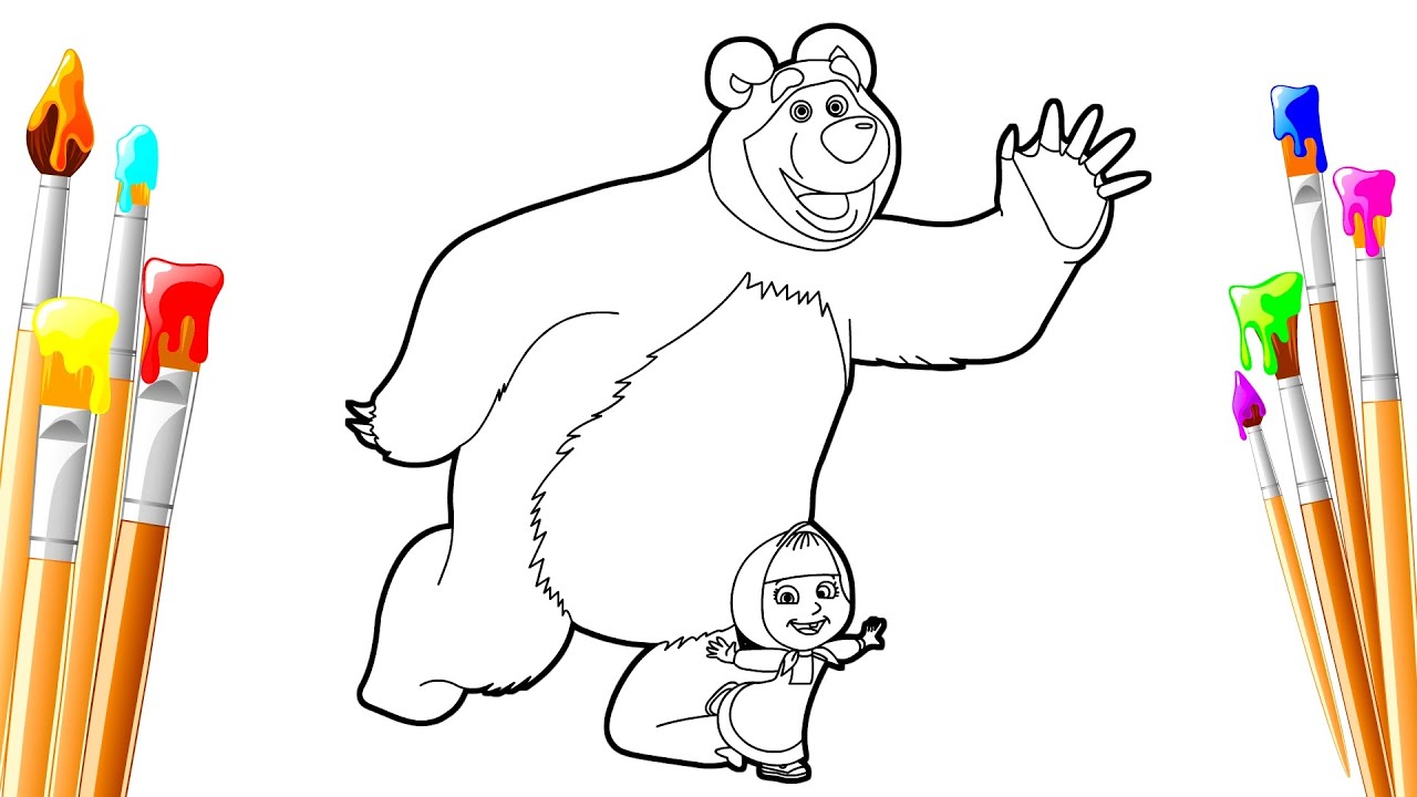 Step By Step Masha Drawing Bear Easy Cartoon Drawing How To Draw