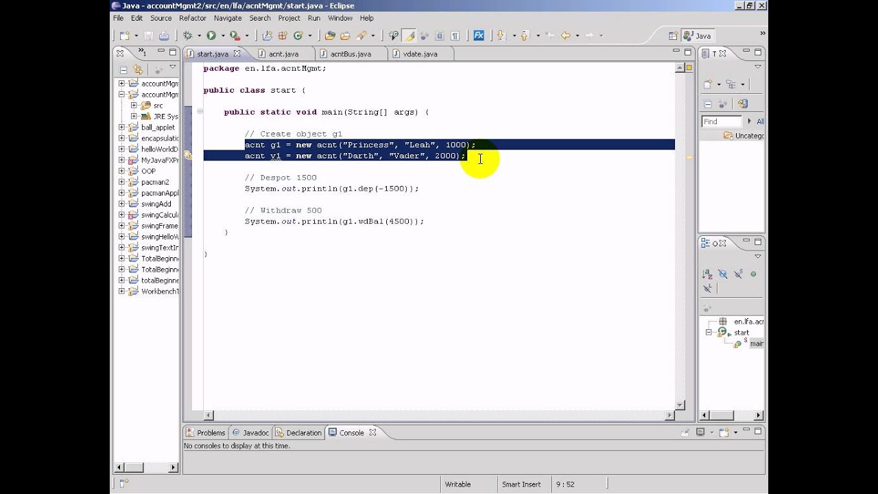 Java W Eclipse 42 Bank Program Part 27 Youtube
