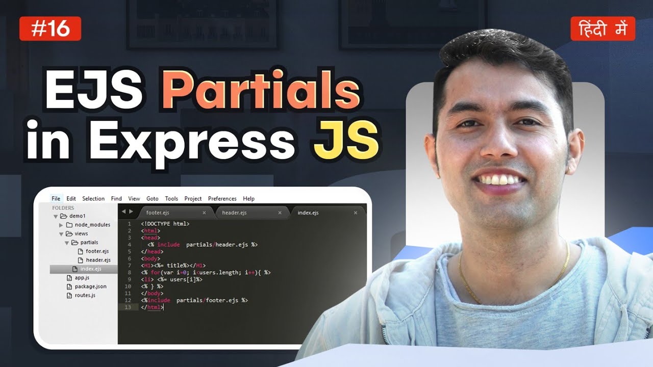 Ejs Partials In Express Reusable Components Like React Js Youtube