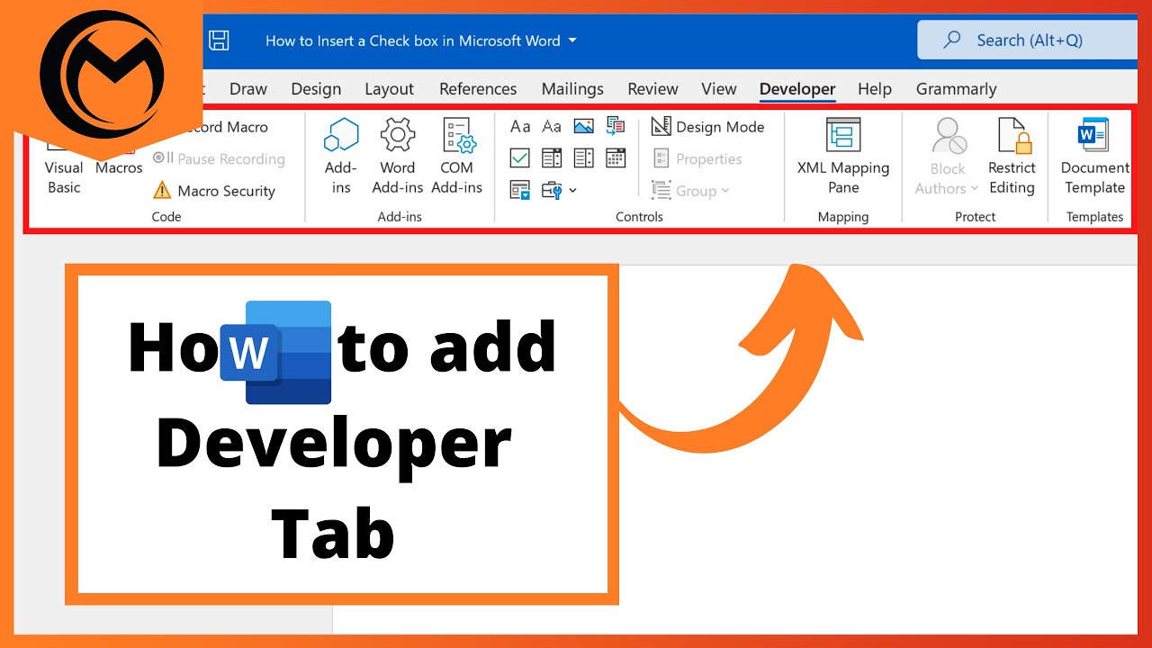 How To Add Developer Tab In Microsoft Word Youtube