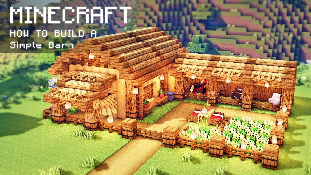 Minecraft How To Build A Simple Barn For Animals Youtube