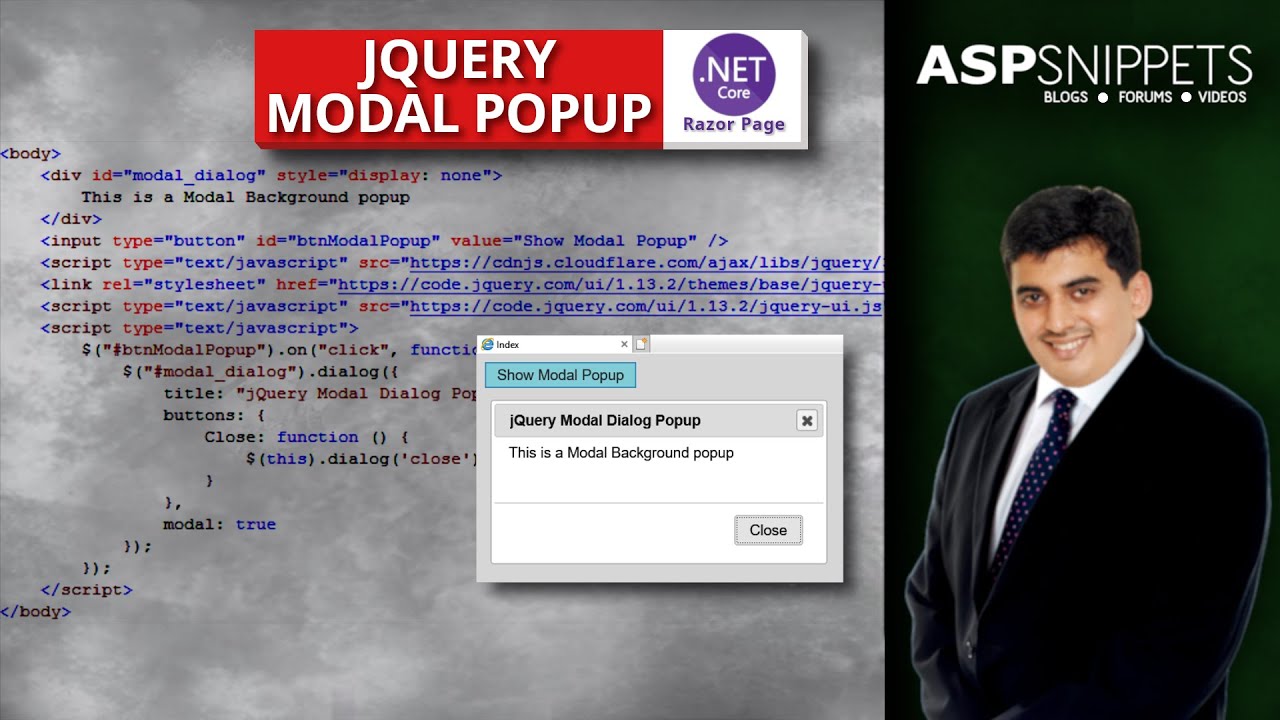 Using Jquery Modal Popup In Asp Net Core Razor Pages Youtube