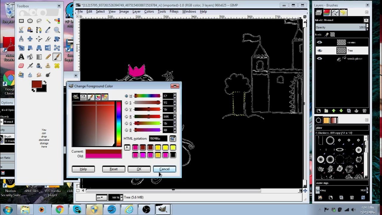 How To Color Drawing In Gimp Youtube
