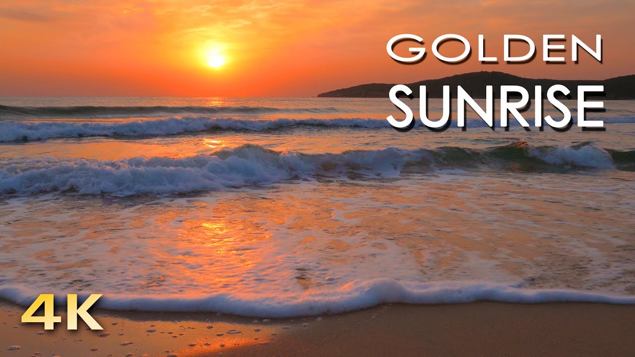 4k Golden Sunrise Nature Relaxation Video Relaxing Sea Ocean Waves