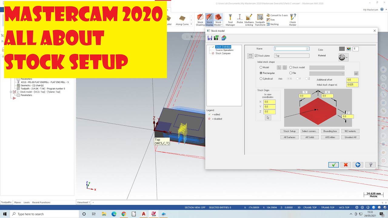 Mastercam 2020 Tutorial Stock Setup In Mastercam All About