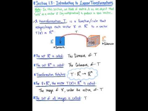 Introduction To Linear Transformations Youtube